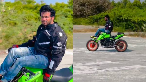 ப்பா.. எங்க உட்கார்ந்து எப்படி ஓட்டுறாரு பாருங்க.. பைக் ஸ்டன்ட்டில் ...